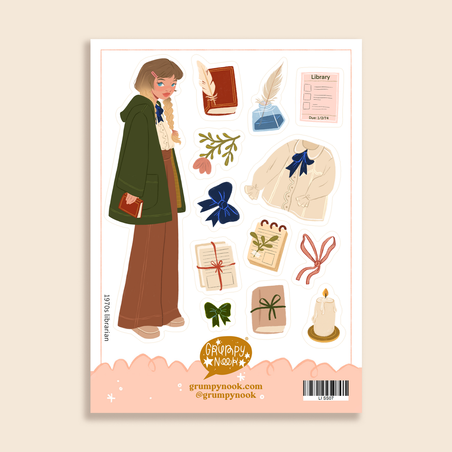 1970s Librarian Sticker Sheet – Grumpy Nook®