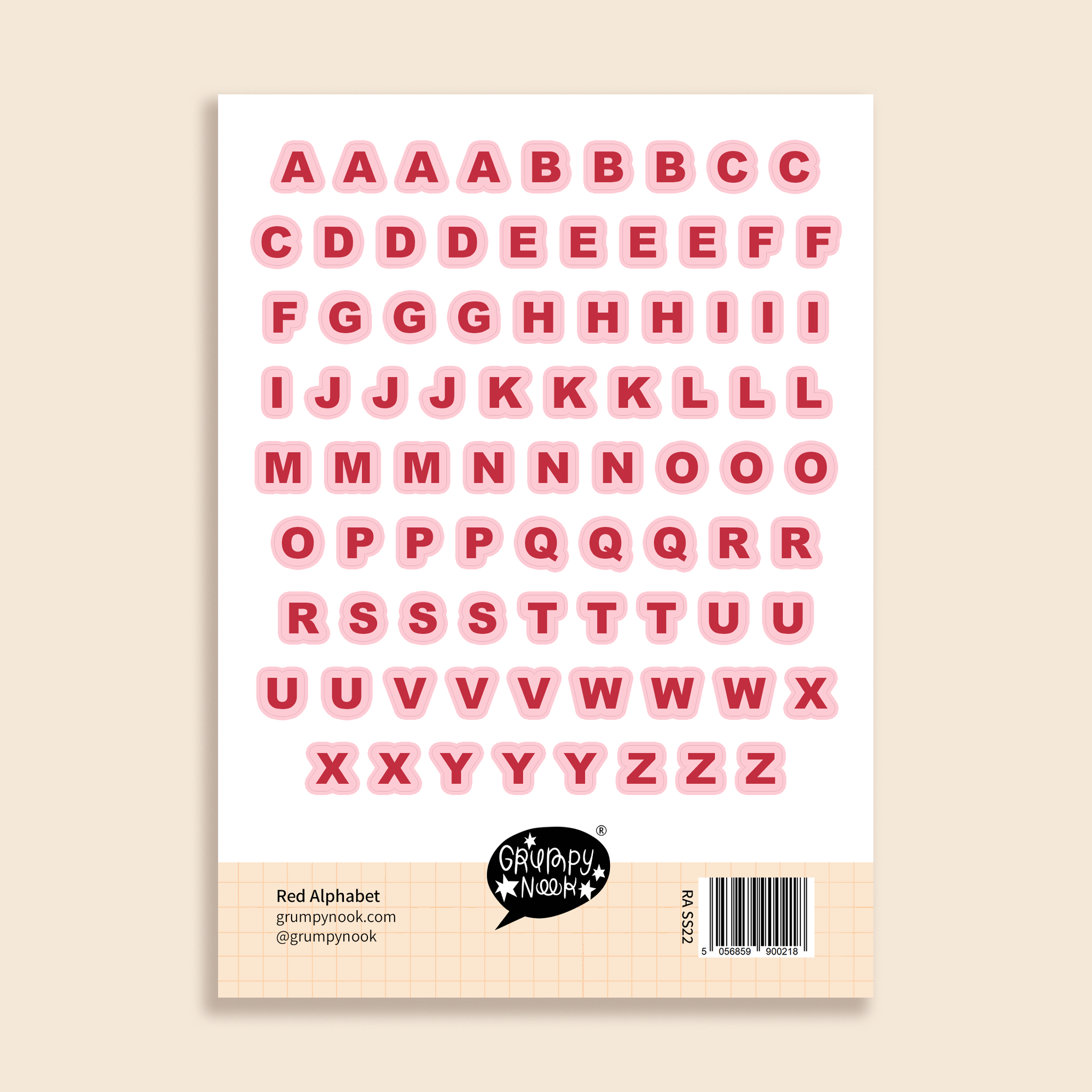 Red Alphabet Sticker sheet – Grumpy Nook®